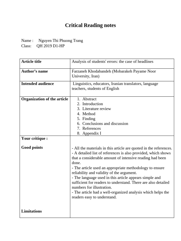Critical Reading Note-Session 6-16.05.20 | PDF | Methodology