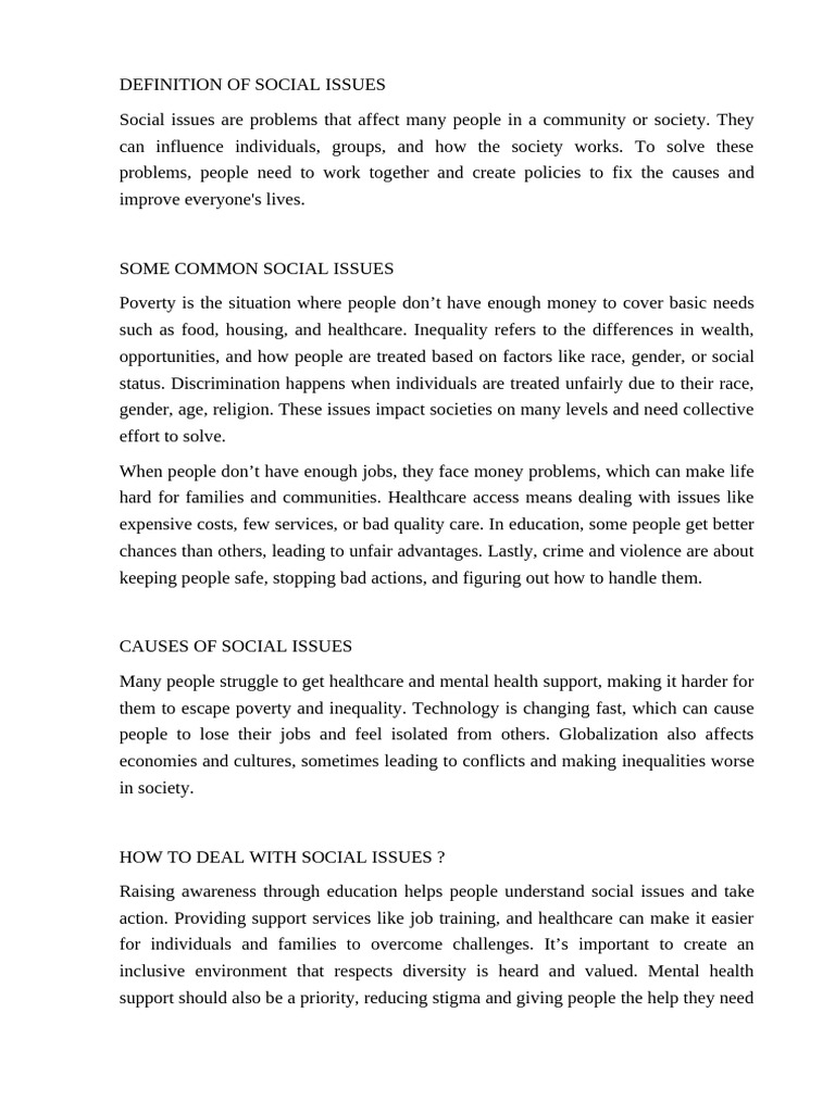 Understanding Social Issues and Solutions | PDF | Social Inequality ...
