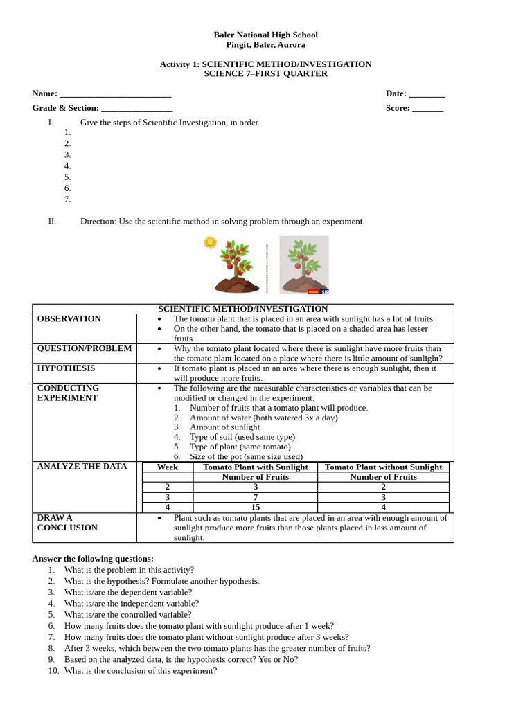 Scientific Method Experiment Guide | PDF | Experiment | Scientific Method