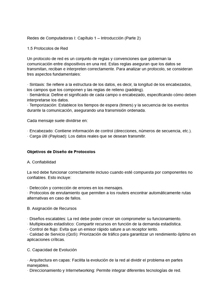 Resumen - Redes de Computadoras I - Capítulo 1 - Introducción (Parte 2) | PDF | Red de ...