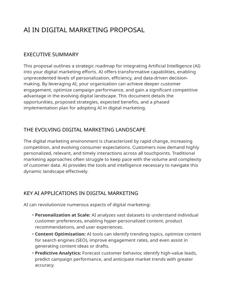 AI Integration in Digital Marketing Plan | PDF | Digital Marketing ...