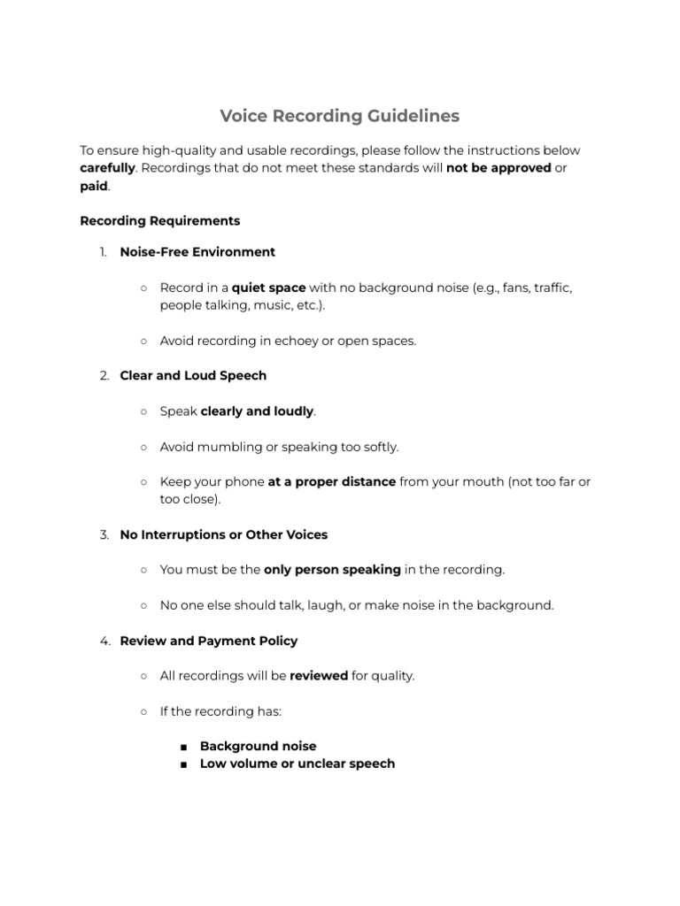 High Quality - Recording Guidelines | PDF | Noise | Sound