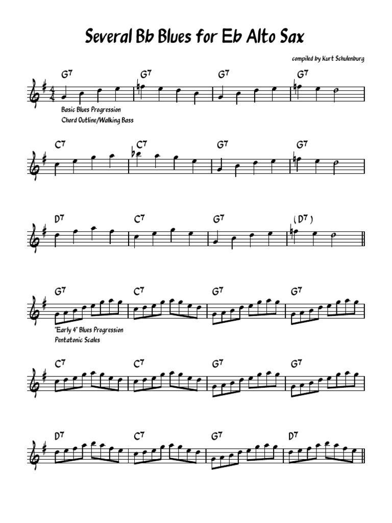 Bb Blues for Alto Saxophone | PDF | Musical Scales | American Popular Music