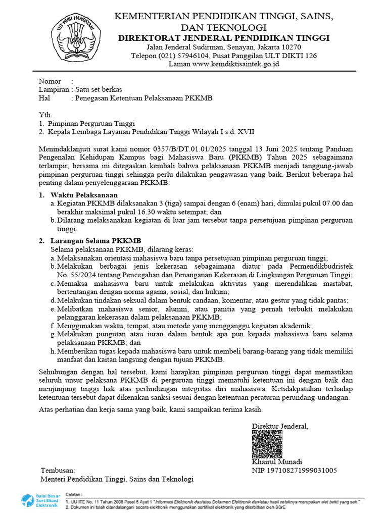 Panduan PKKMB 2025 untuk Perguruan Tinggi | PDF