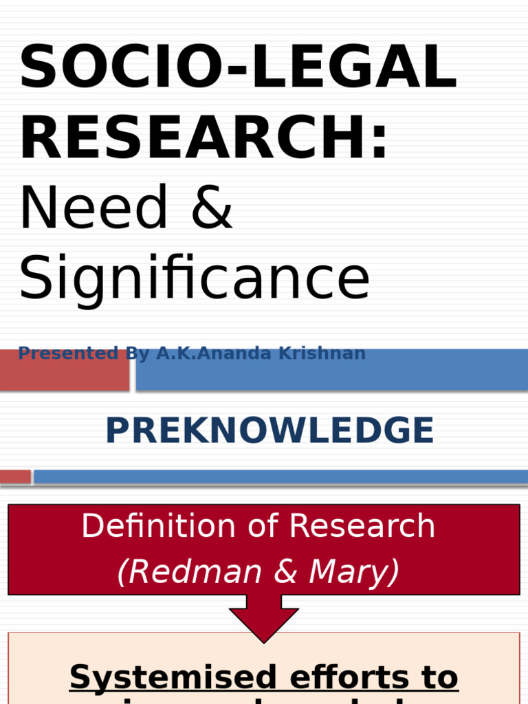 Socio Legal Research - Need and Significance | PDF | Science | Social ...