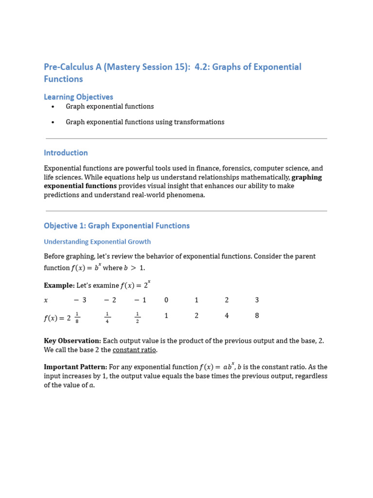 Graphing Exponential Functions Guide | PDF | Exponential Function ...