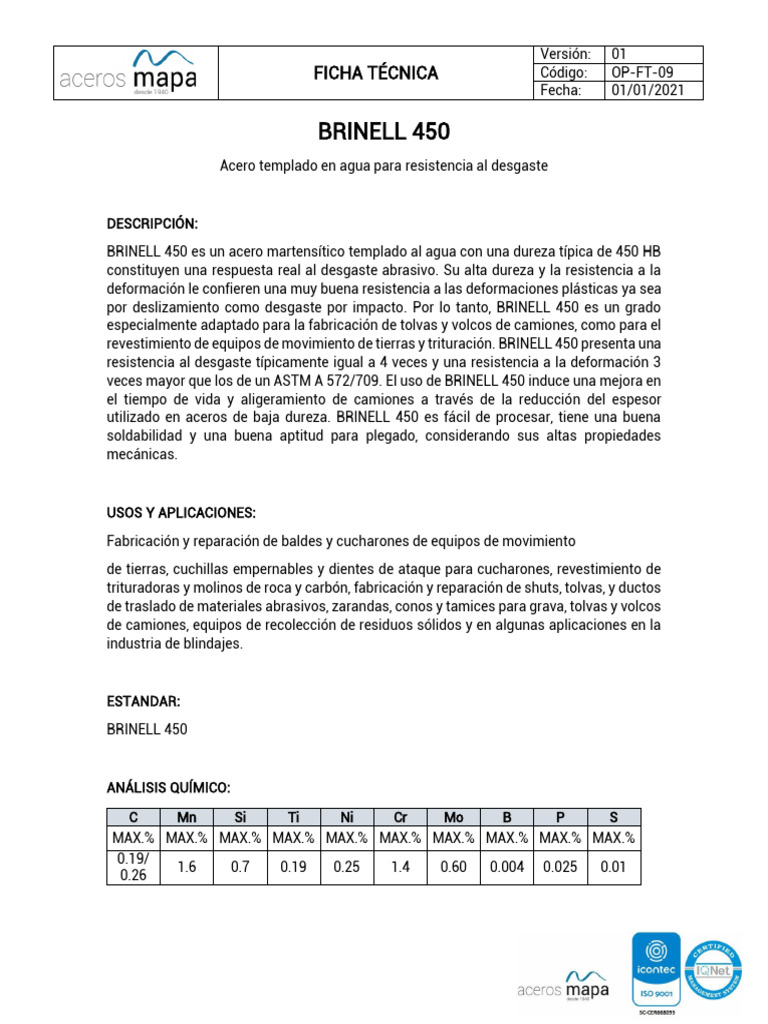 Op FT 09 Brinell 450 1 | PDF | Soldadura | Construcción