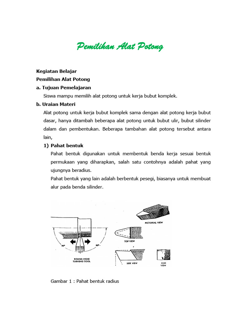 Alat Potong untuk Kerja Bubut Kompleks | PDF