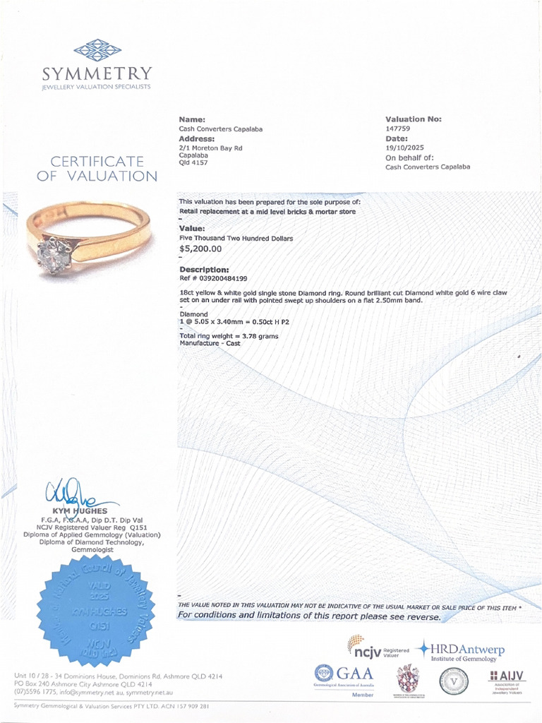 Clean Valuation Certificate 039200484199 | PDF