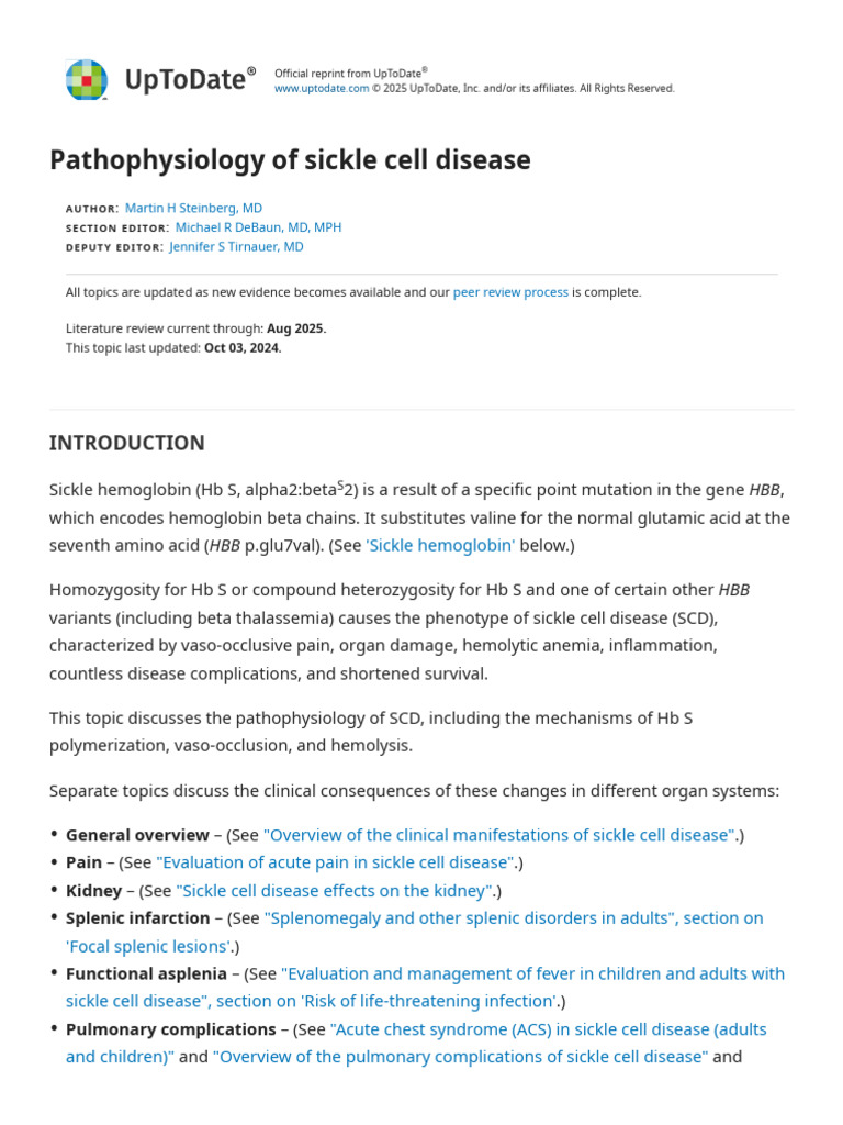 Sickle Cell Disease Pathophysiology | PDF | Endothelium | Red Blood Cell
