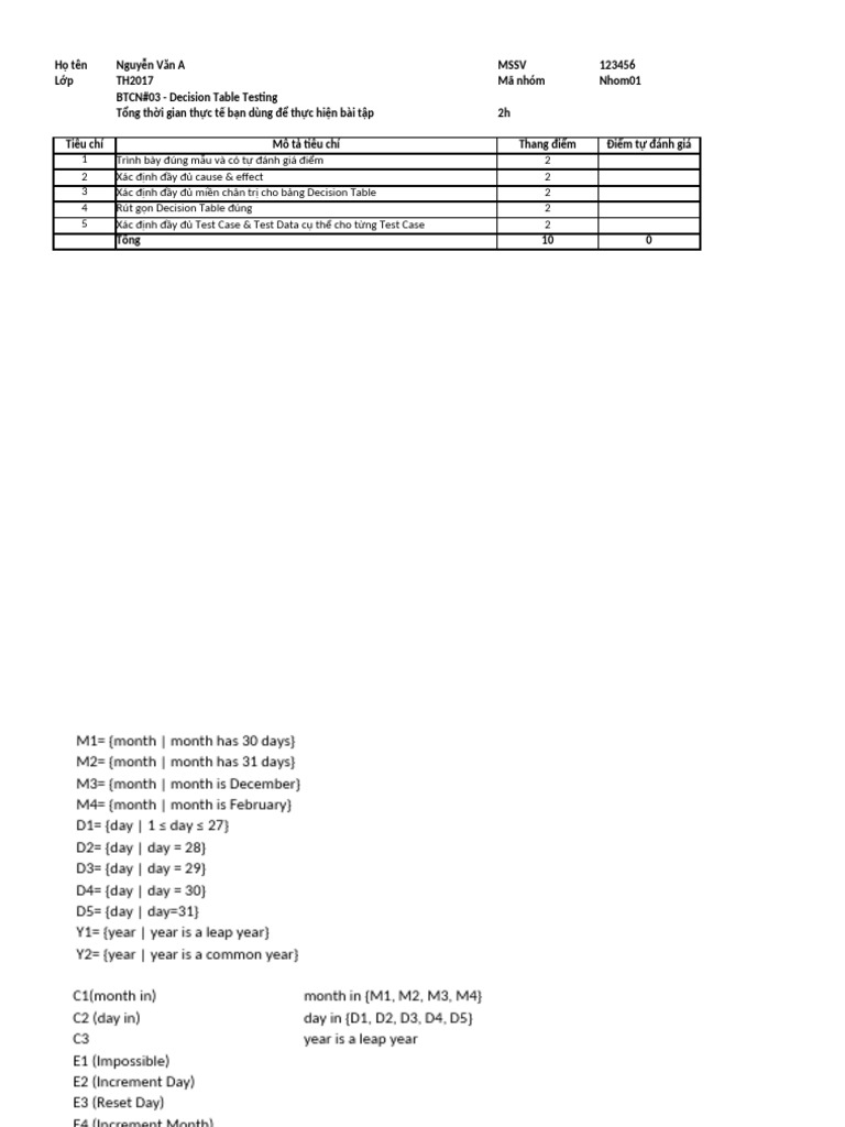 KCPM-CQ2022-Week04-Decision Table Testing-Template | PDF