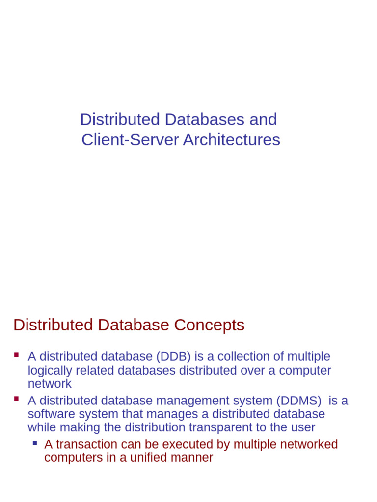 Understanding Distributed Databases | PDF | Databases | Client–Server Model