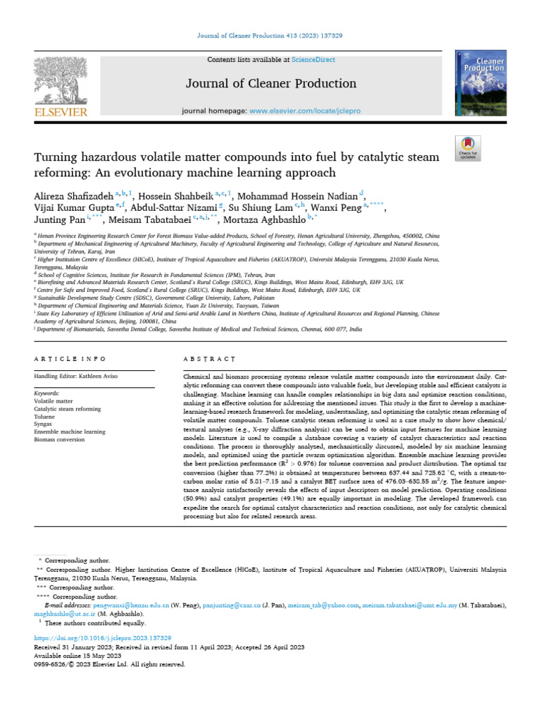 Turning Hazardous Volatile Matter Compounds Into Fuel by Catalytic ...