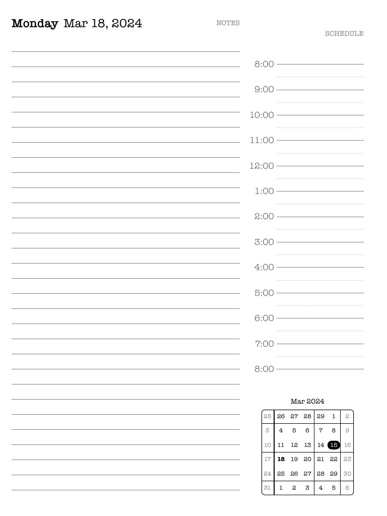 March 2024 Daily Schedule | PDF