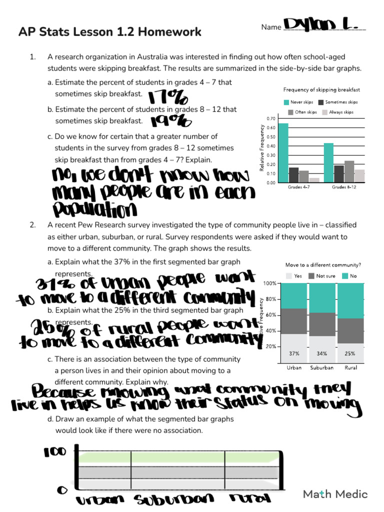 AP Stats 1.2 Homework Overview | PDF