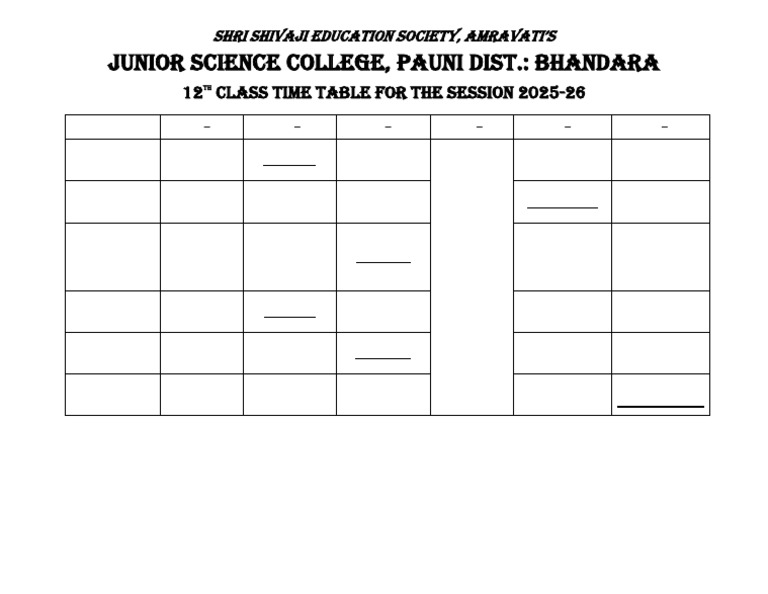 12th Class Time Table 2025-26 | PDF