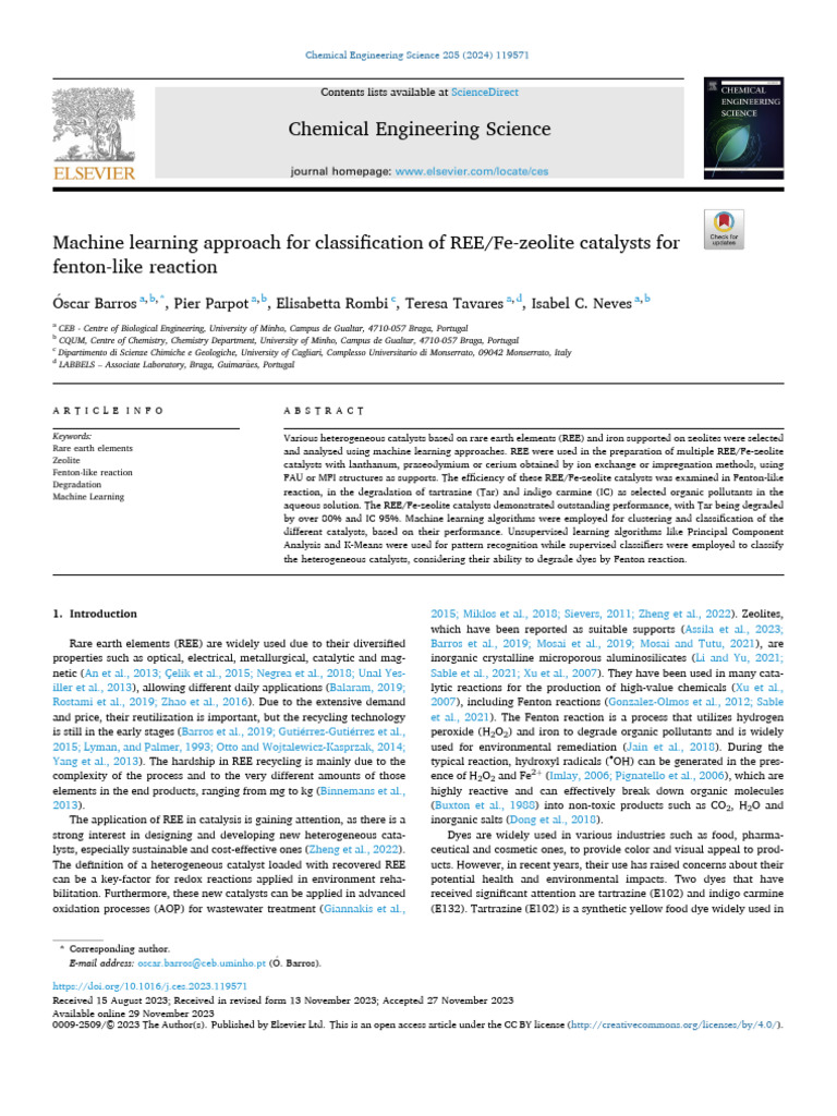 Machine Learning Approach For Classification of REE-Fe-zeolite ...