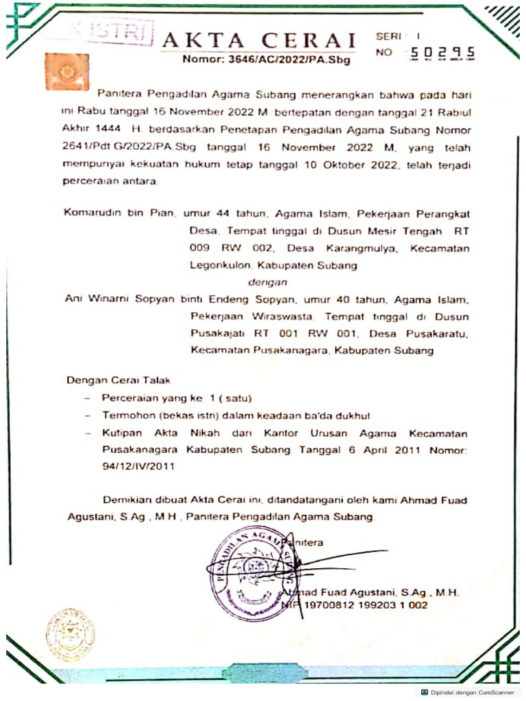 Akta Cerai | PDF