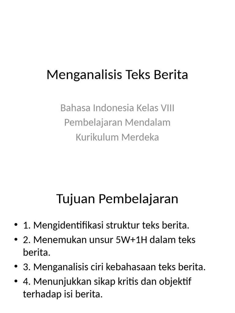 PPT Menganalisis Teks Berita Kelas8 | PDF