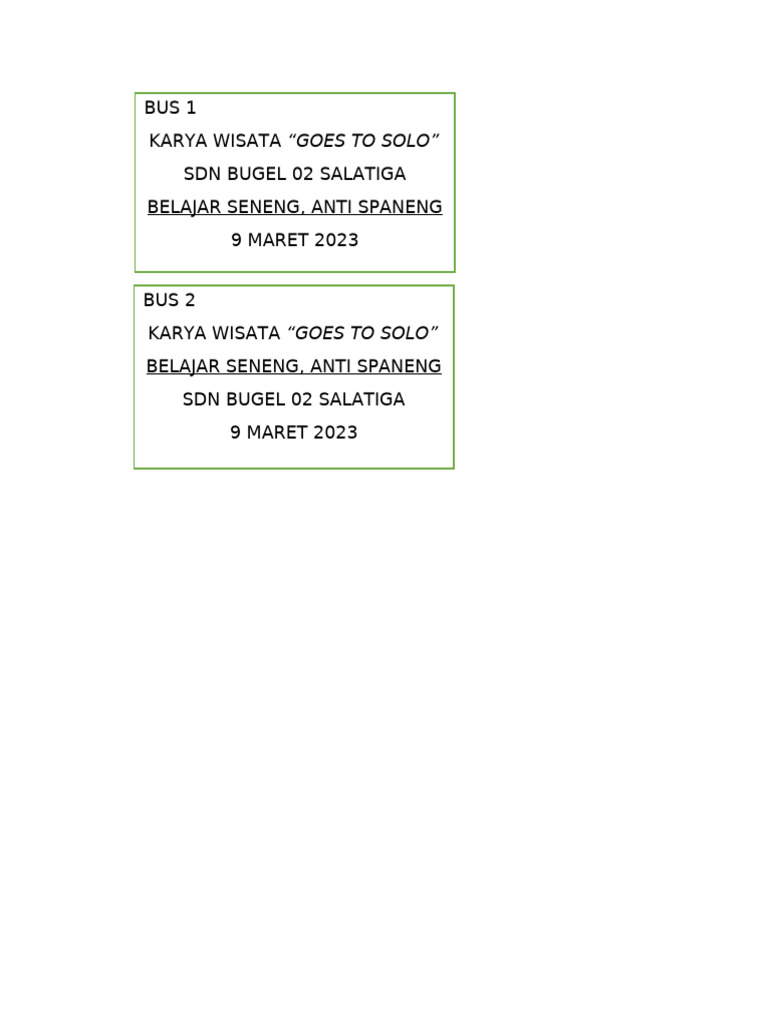 Tempelan Bus | PDF