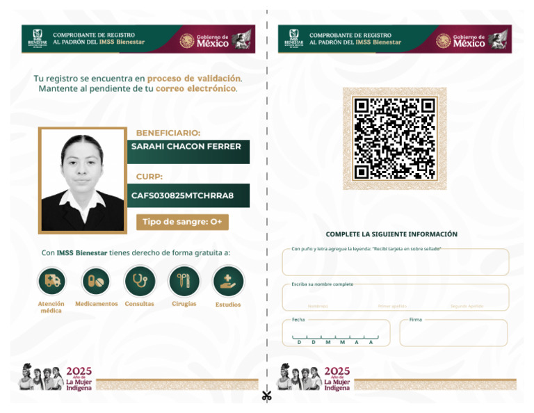 Comprobante de Registro Al IMSS Bienestar | PDF