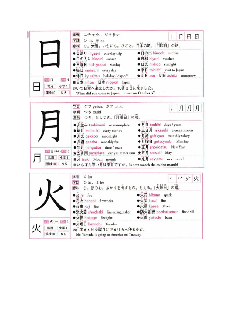 Kanji Dictionary For Foreigners Learning N5 | PDF