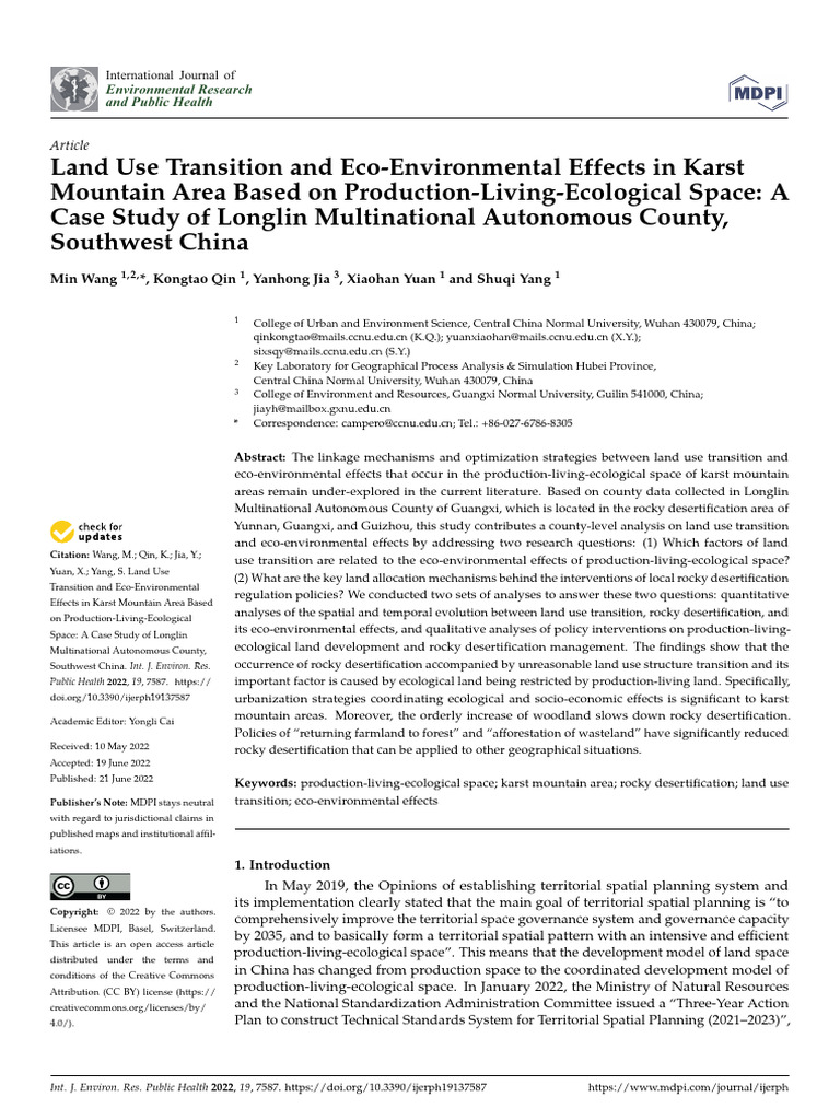 Land Use Transition in Karst Areas | PDF | Land Use | Ecology