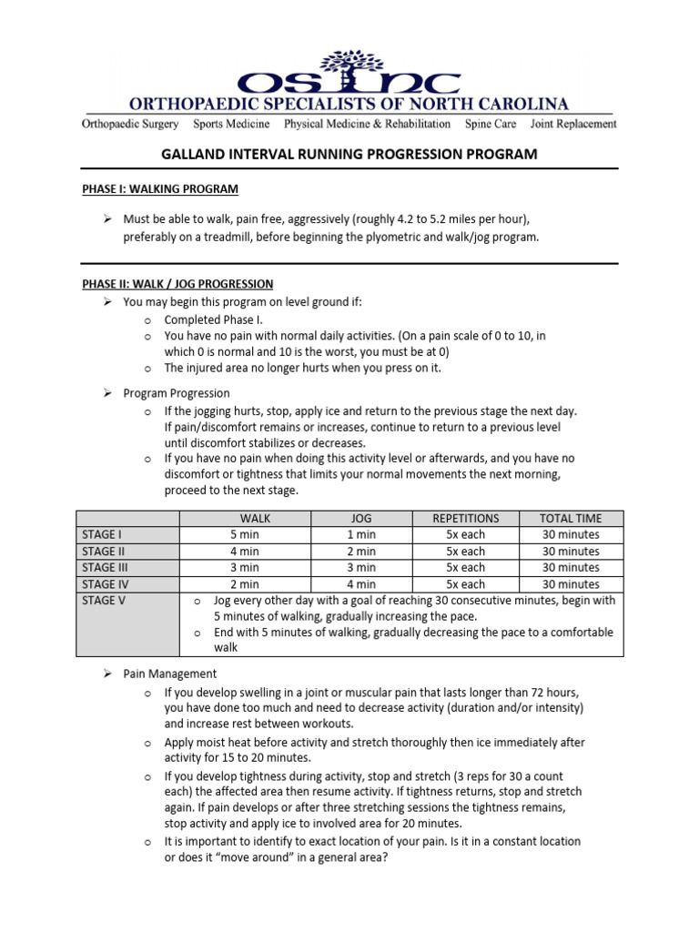 Interval Running Rehabiliataion Program | PDF | Anatomical Terms Of ...
