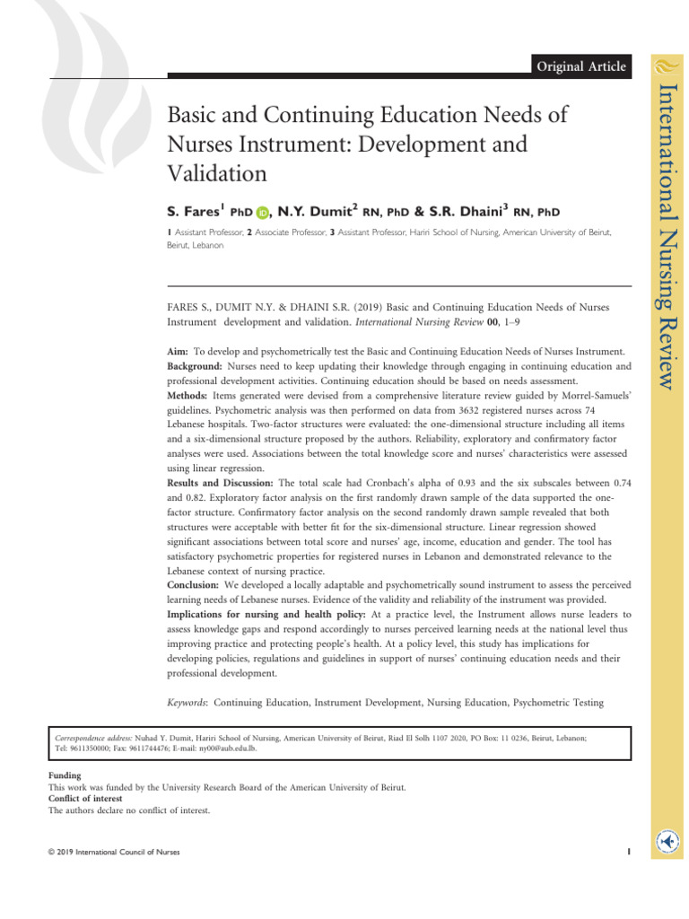 Basic and Continuing Education Needs of | PDF | Psychometrics | Survey ...