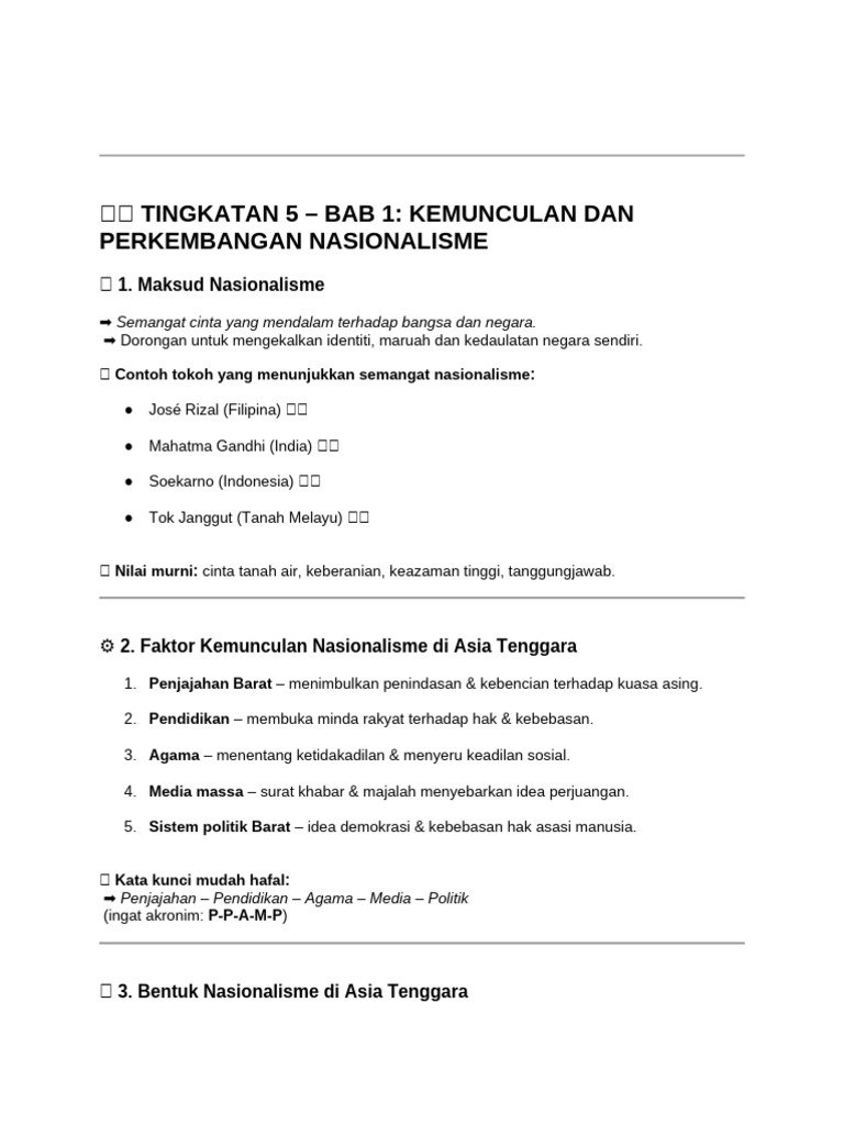 Nota Sejarah Form 5 Bab 1 | PDF