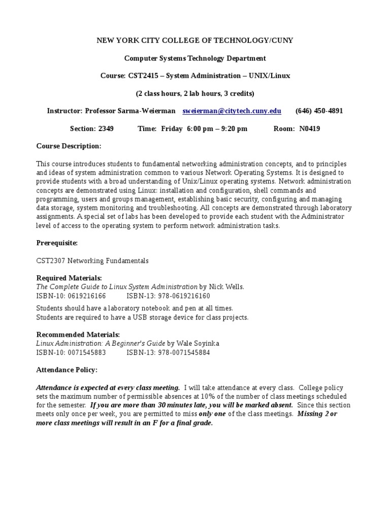 Syllabus Pdf Linux Unix