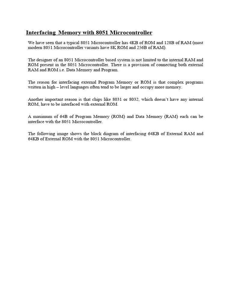 Memory Interfacing With 8051 | PDF