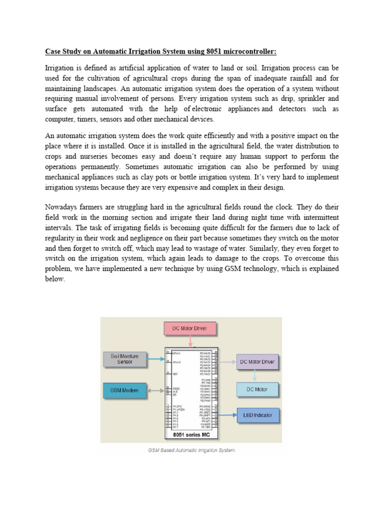 Case Study On Automatic Irrigation System Using 8051 Microcontroller ...