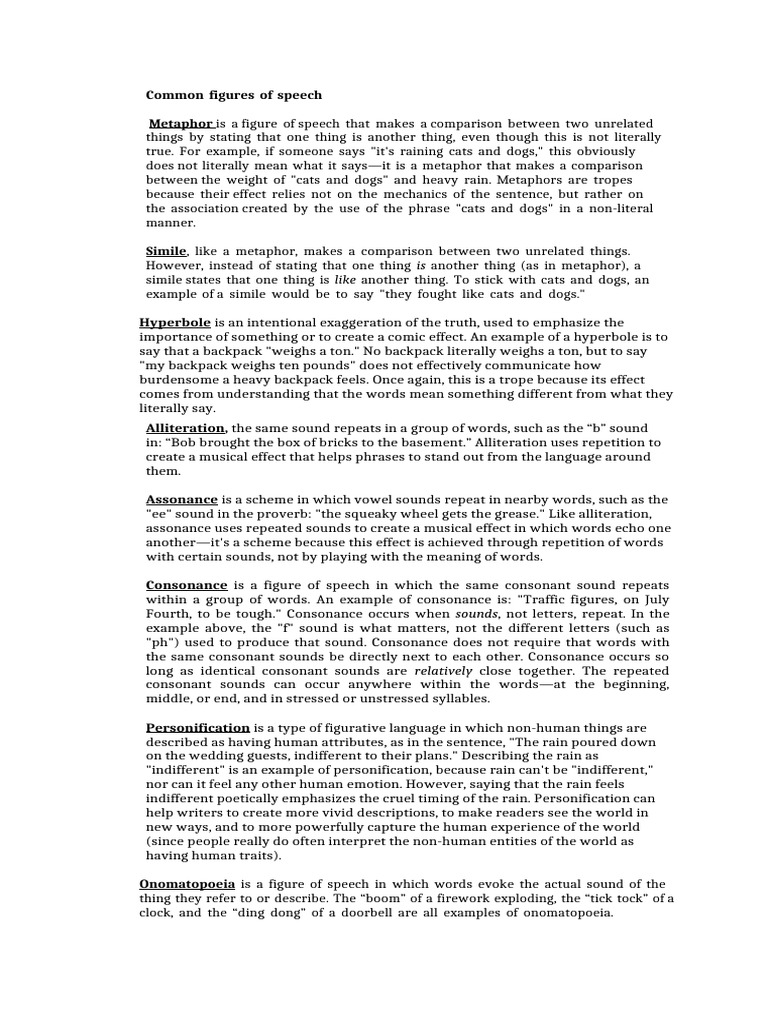 Common Figures of Speech | PDF | Metaphor | Consonant