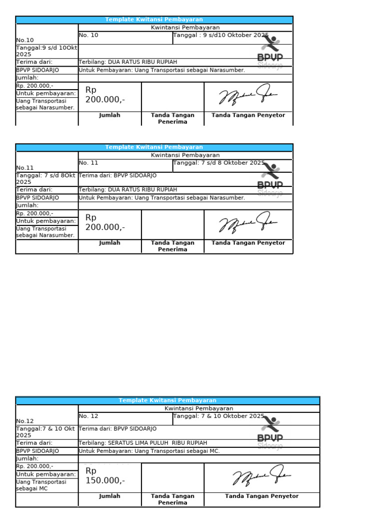 Template Kwitansi Pembayaran | PDF