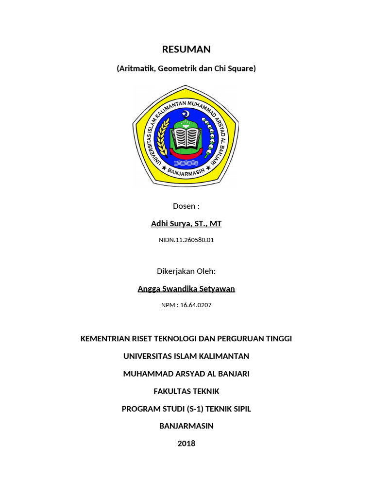 Angga Swandika S. (16640207) Aritmatik, Geomatrik Dan Chi Square | PDF