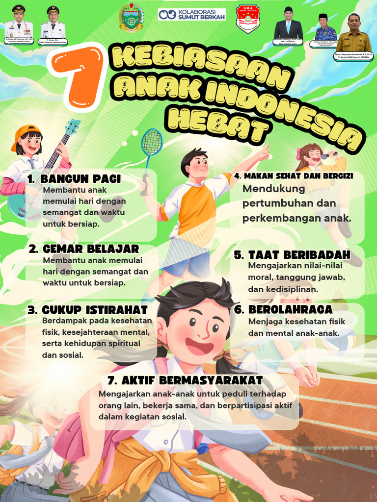 Poster 7 Kebiasaan Anak Hebat Ilustratif Biru Dan Merah | PDF