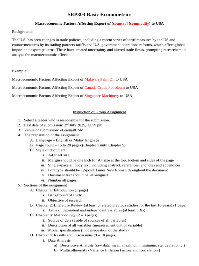 Instruction of Assignment2025 | PDF | Macroeconomics | Ordinary Least Squares