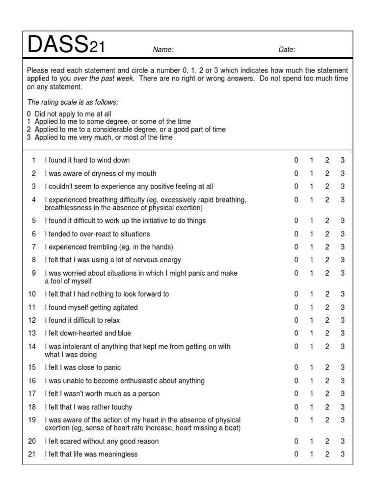 Dass 21 | PDF | Psychological Concepts | Behavioural Sciences