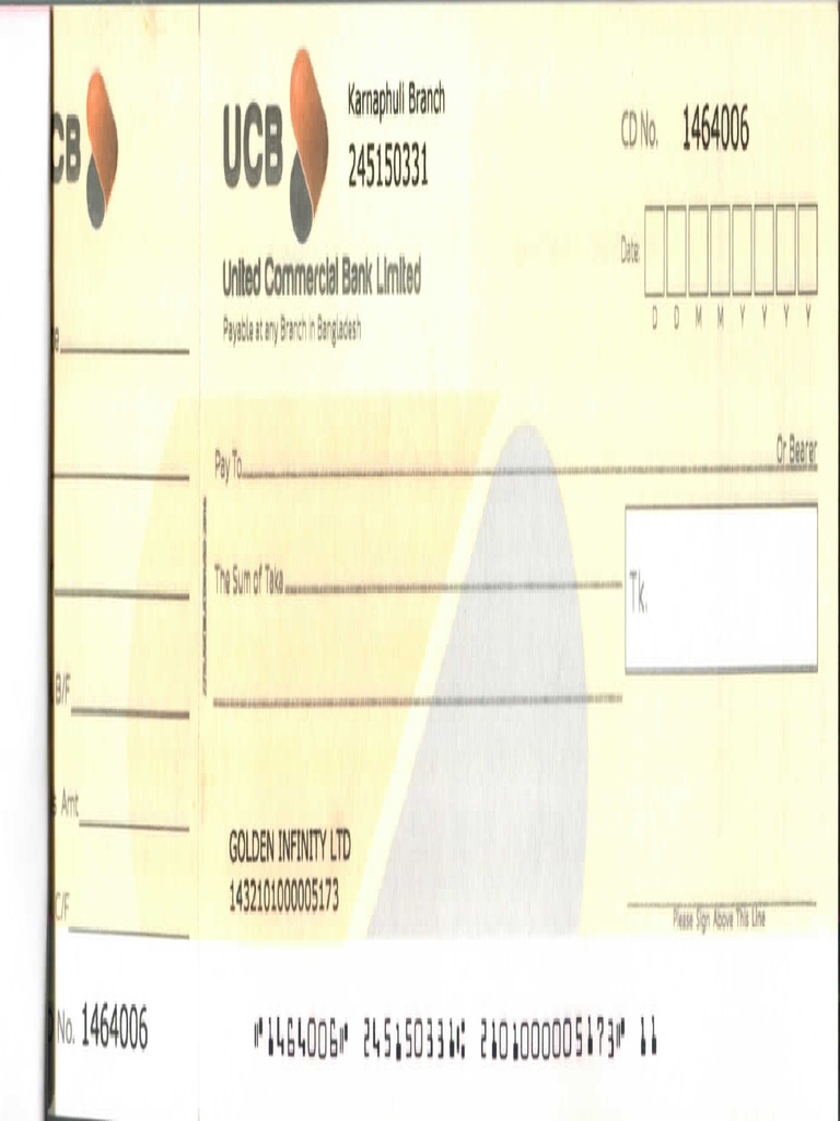 UCBL Cheque | PDF