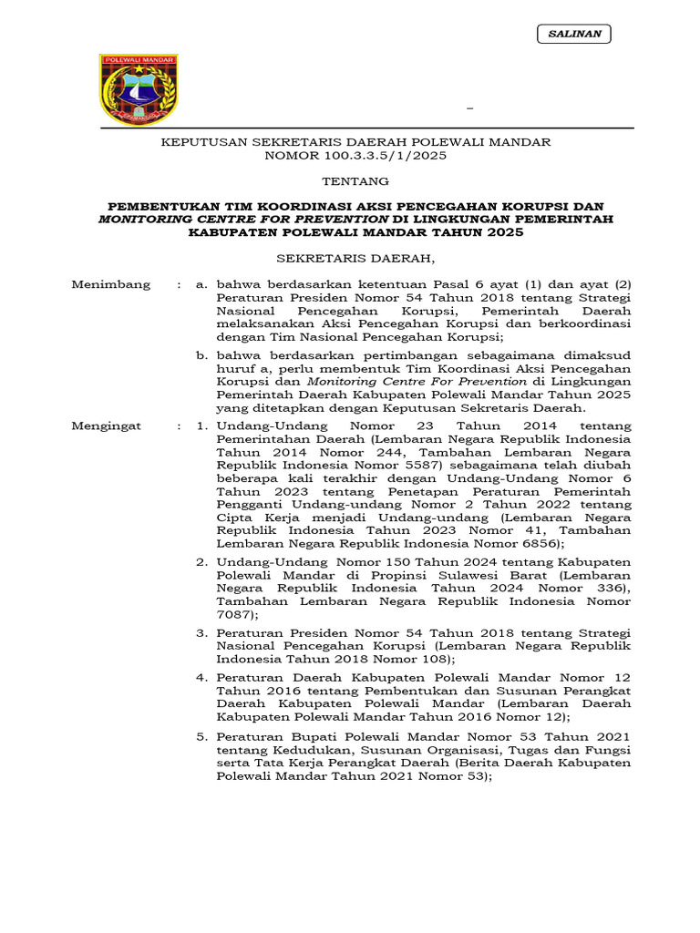 SK Setda 100.3.3.5 1 2025 Tim MCP - 2025 Fix | PDF