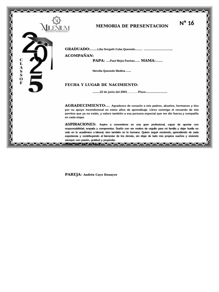 Memoria de Presentacion Lilia Cuba | PDF