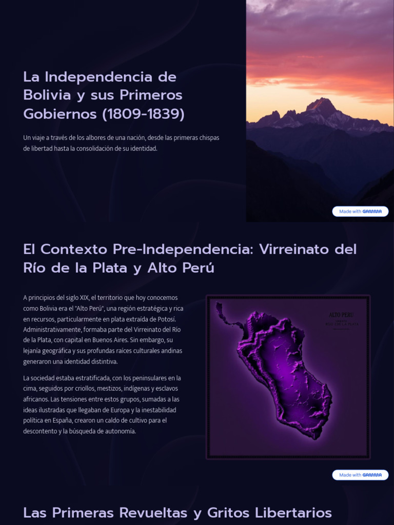 La Independencia de Bolivia y Sus Primeros Gobiernos 1809 1839 | PDF ...