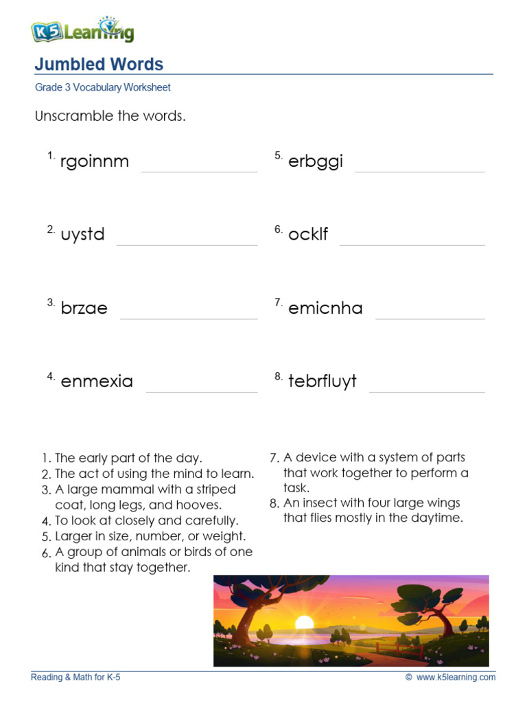 3rd Grade Jumbled Words 4 | PDF