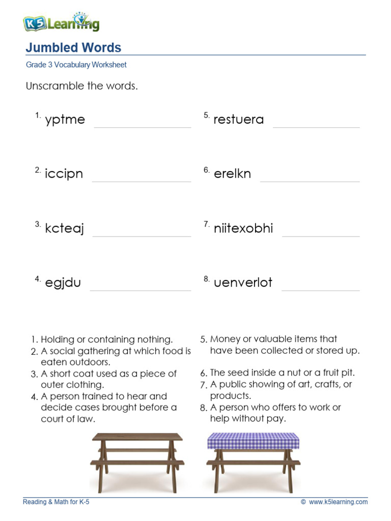 3rd Grade Jumbled Words 6 | PDF