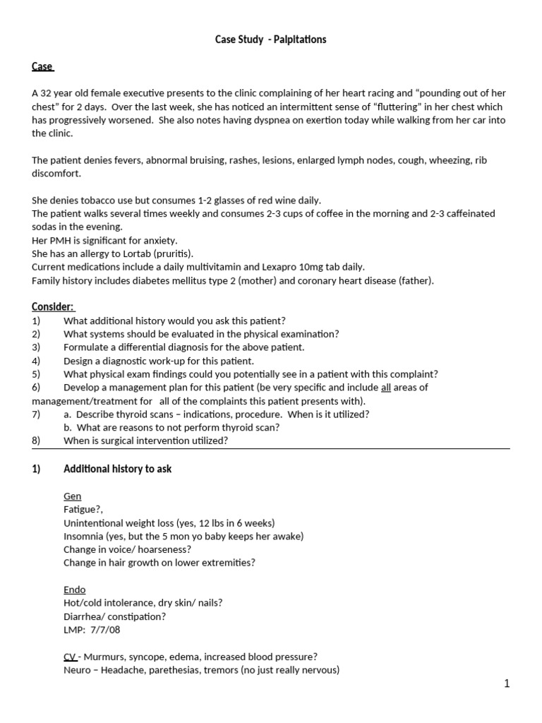 Case Palpitation With Questions and Answers | PDF | Hyperthyroidism ...