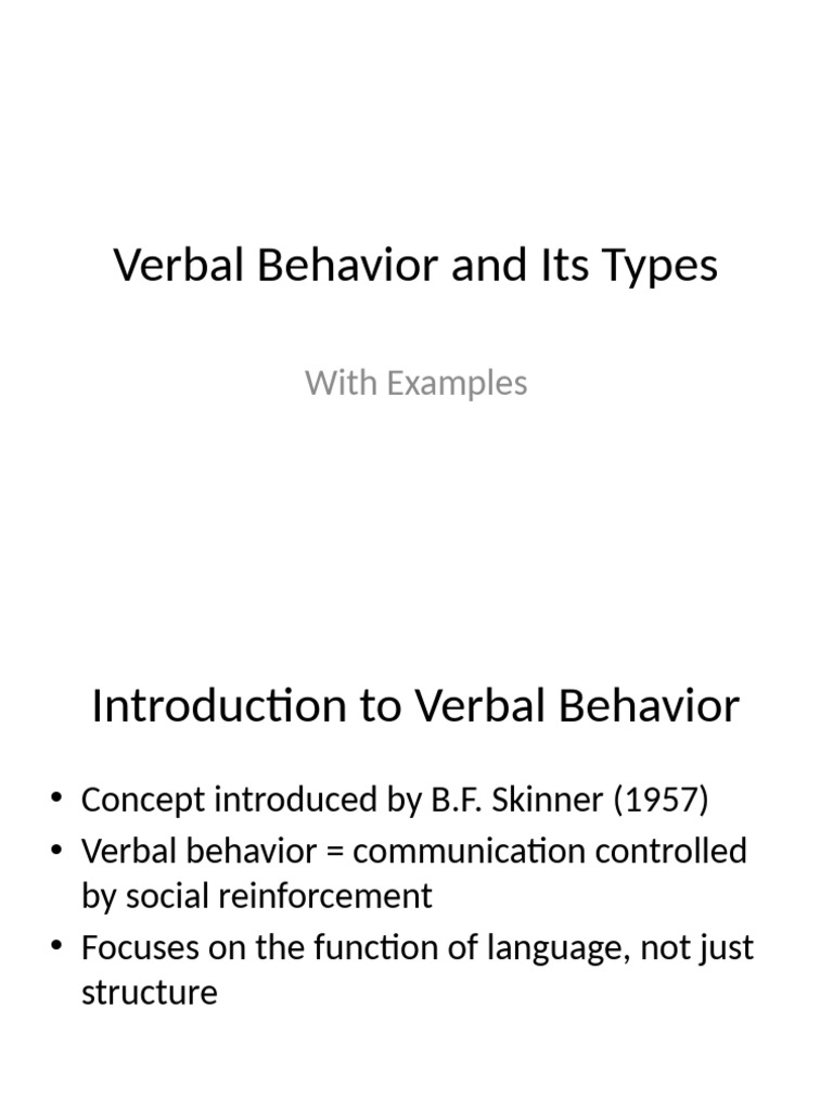 Types of Verbal Behavior Explained | PDF