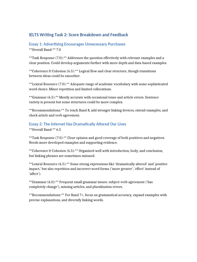 IELTS Task2 ScoreBreakdown | PDF