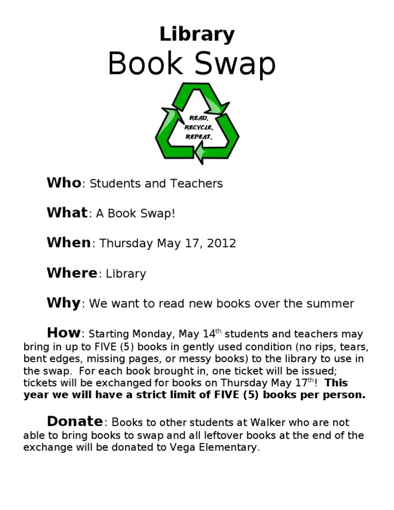 Library Book Swap on May 17, 2012 | PDF | Language Arts & Discipline ...