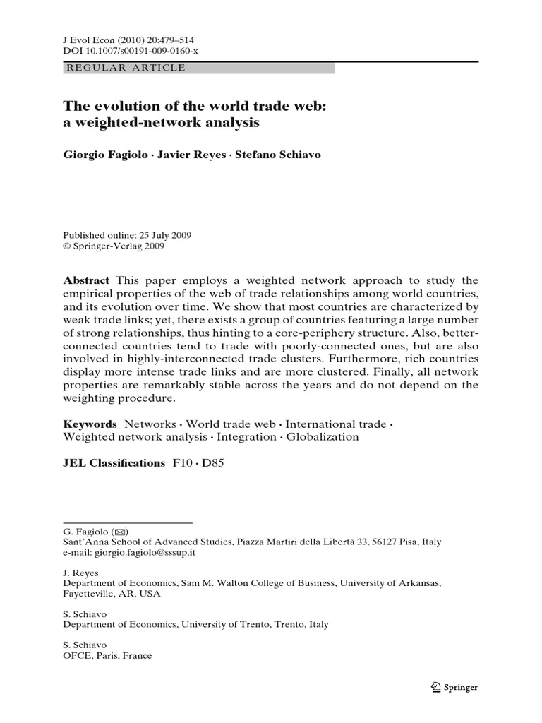 158 Fagiolo (Q2) - TheEvolution of The World Trade Web A Weighted ...